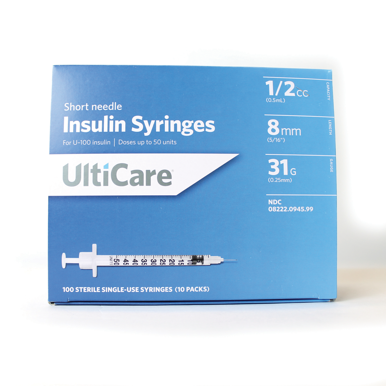 UltiCare 09459 0.5ml 31 G x 5/16 in. (8 mm) Syringe with Needle - Delasco