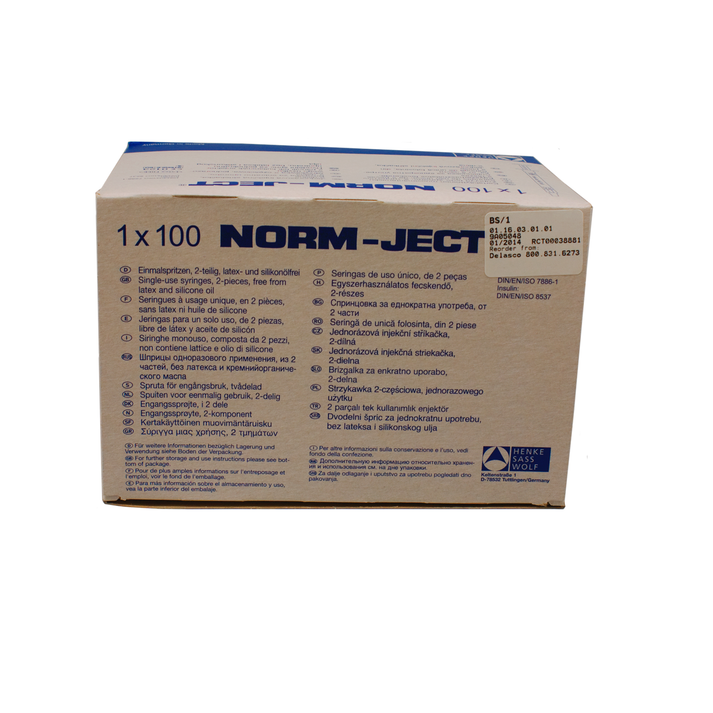 Norm-Ject 1 ml Syringe - Polypropylene Luer Slip Tip Capsule | Delasco ...
