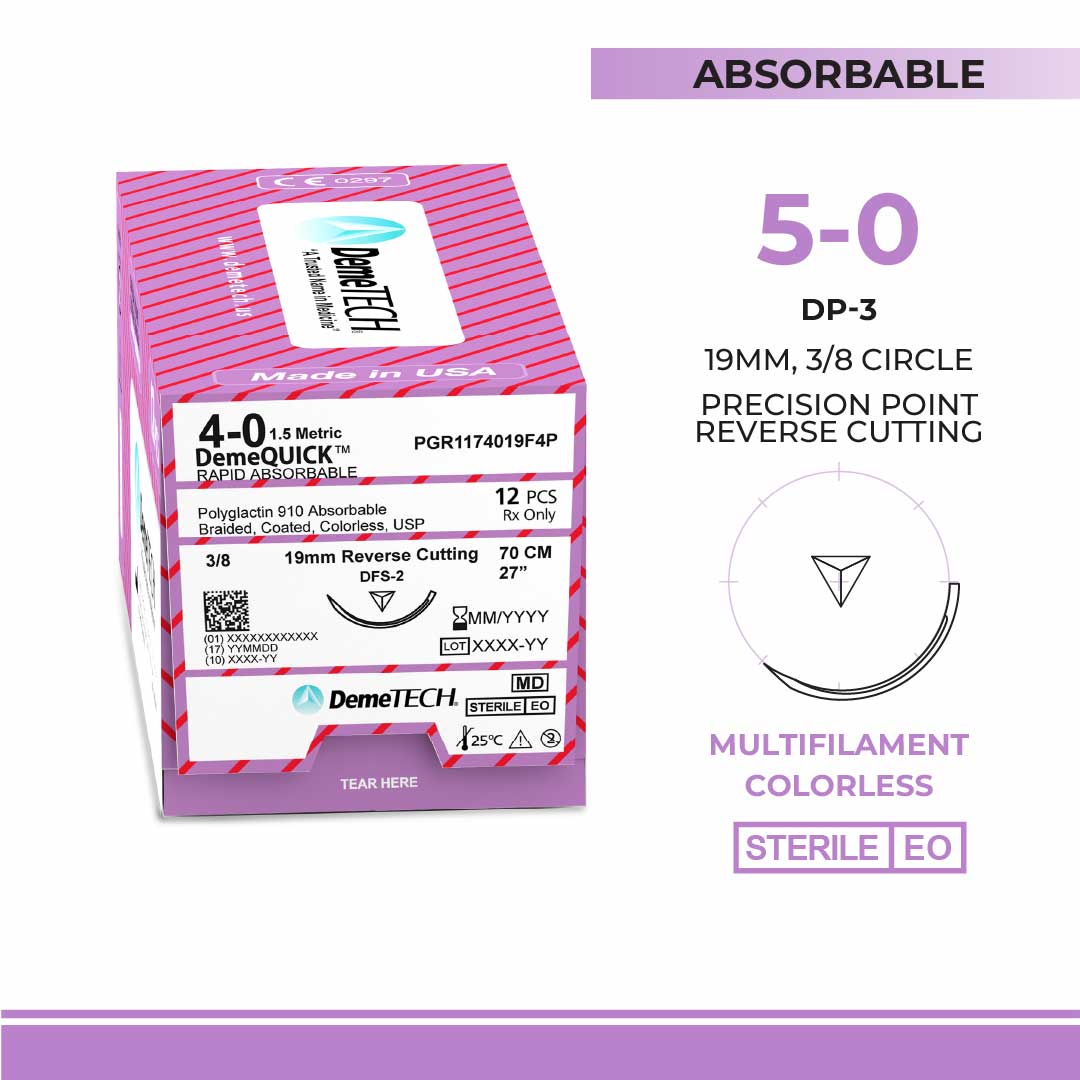 DemeTECH Suture PGR175013F13M - 5-0, 18", DP-3, Rapid Absorbable ...