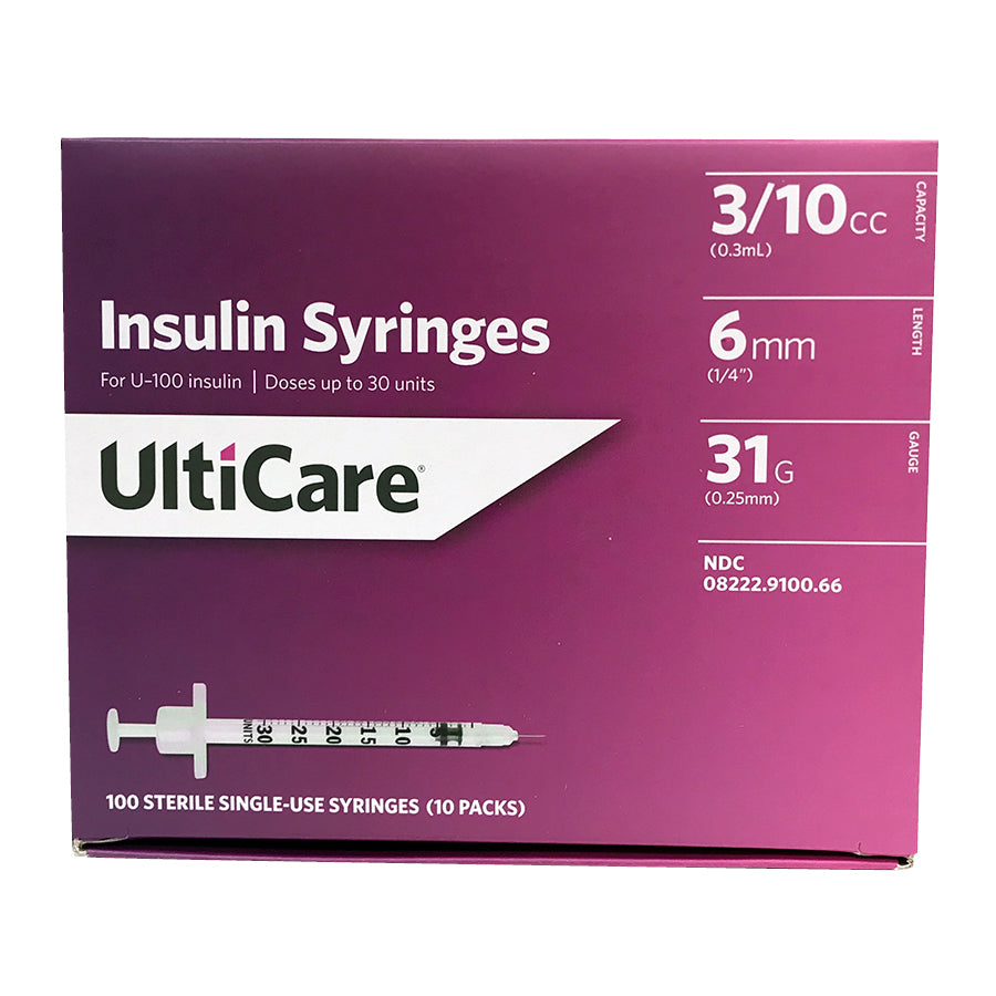UltiCare 0.3ml 31 G x 15/64 in. (6 mm) Insulin Syringe with Needle ...