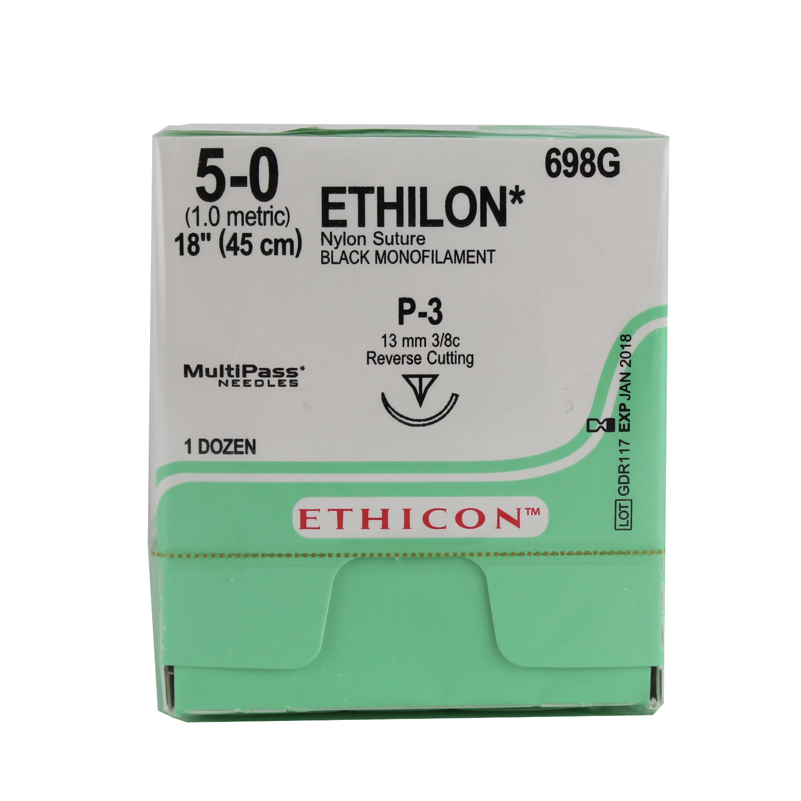 Ethicon 698G Ethilon Nylon Suture, Monofilament, 5-0, Non-Absorbable ...