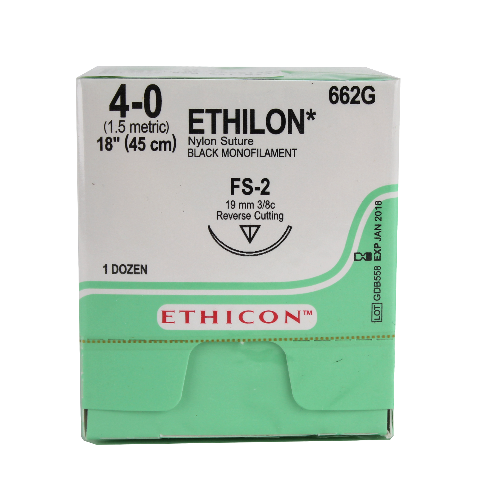 Ethicon 662G Ethilon Nylon Suture, Monofilament, 4-0, Non-Absorbable ...
