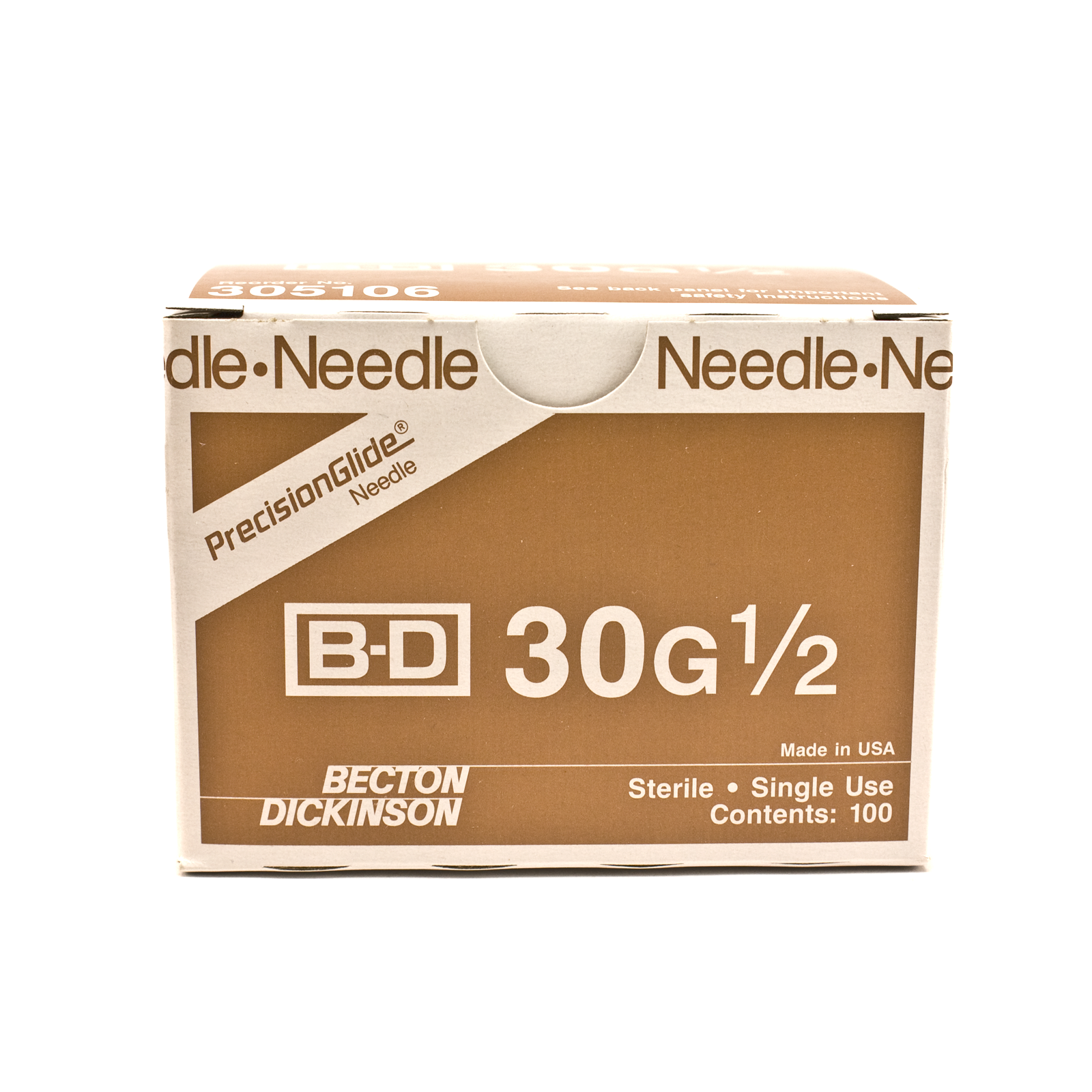 BD 305106 PrecisionGlide 30 G x 1/2 in. Hypodermic Plastic Blister Pac ...